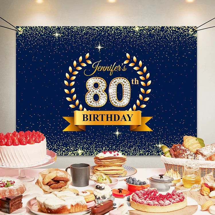 Personalized 80th Birthday Backdrop, Durable Vinyl Party Background ...