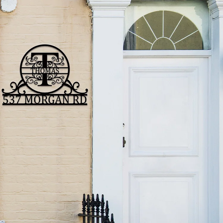 Personalized Name Monogram Metal House Numbers Address Sign