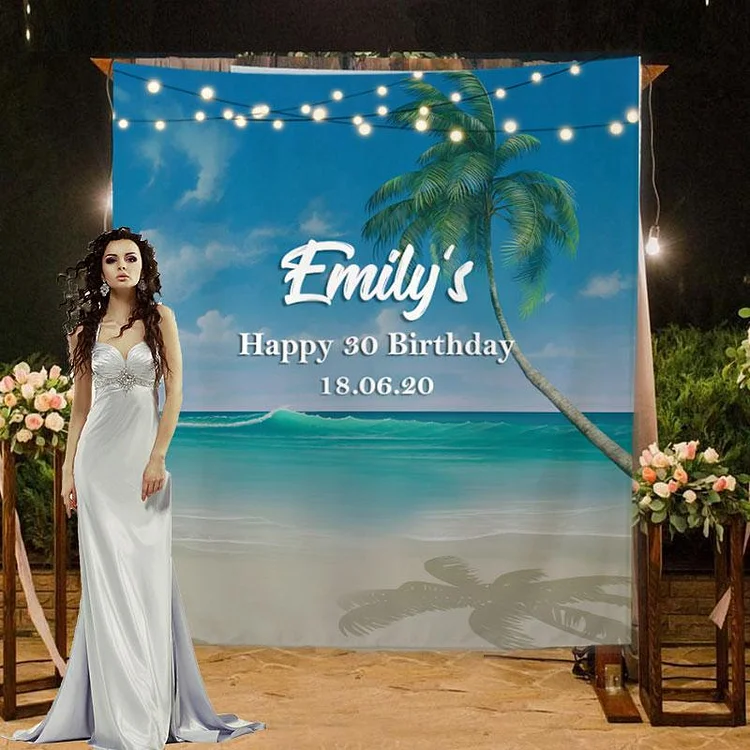 Personalized Birthday Backdrop with Custom Name and Date, Fabric Wall ...