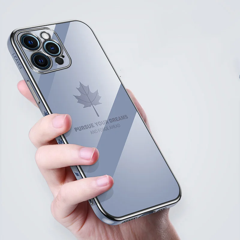 Luxury Plating Maple Leaf Phone Case