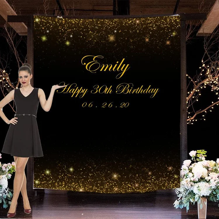 Personalized Birthday Backdrop with Custom Name and Date, Fabric Wall ...