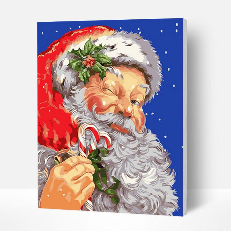christmas painting - Paint by Numbers Kit -santa claus painting