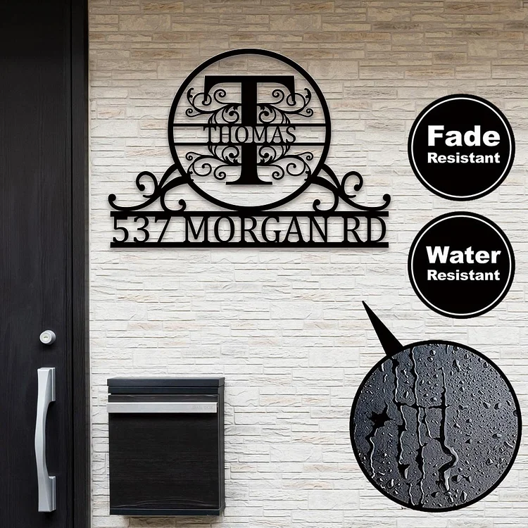 Personalized Metal House Numbers Address Sign, Custom Name Monogram ...
