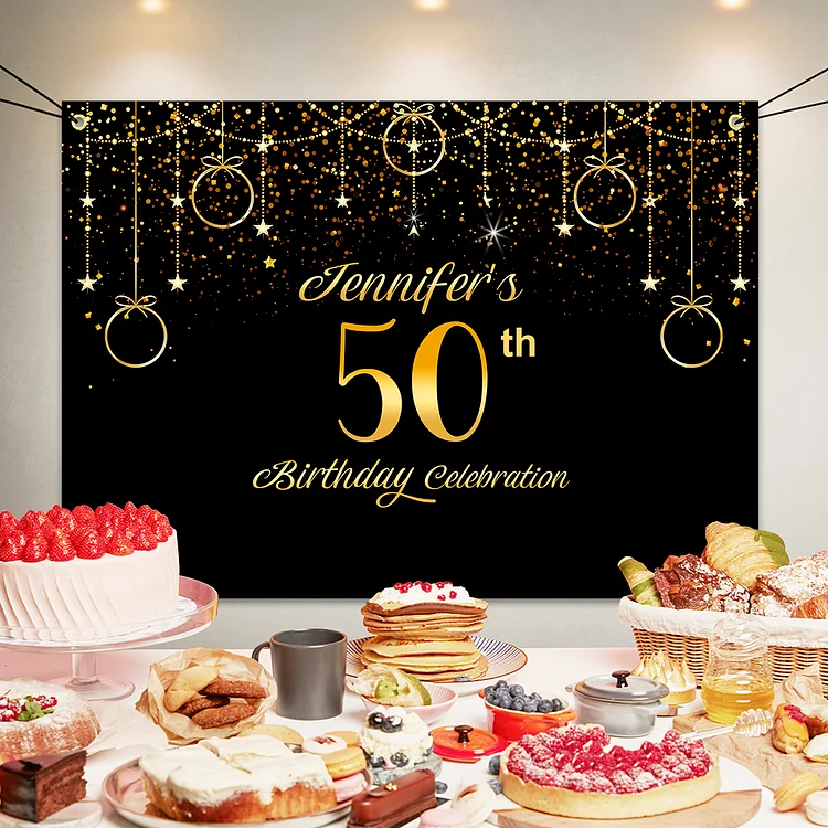 Personalized 50th Birthday Backdrop Vinyl Background - Custom Photo ...