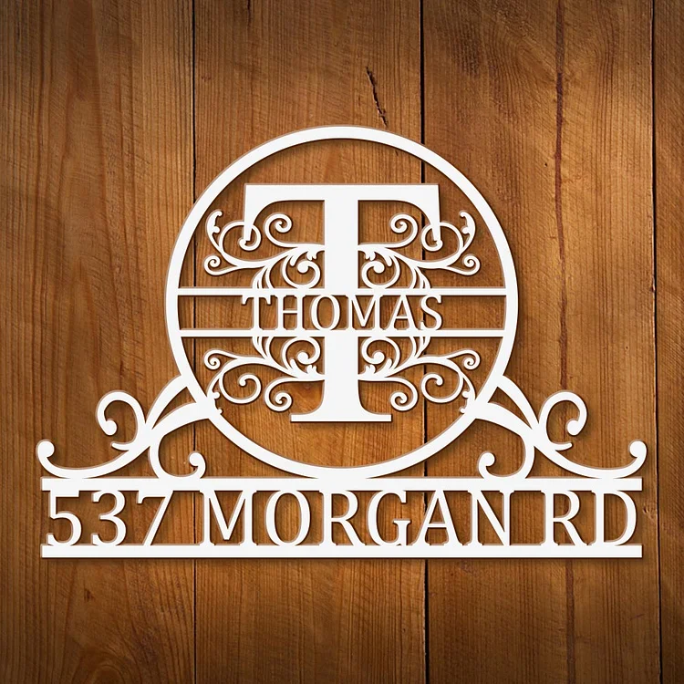 Personalized Name Monogram Metal House Numbers Address Sign