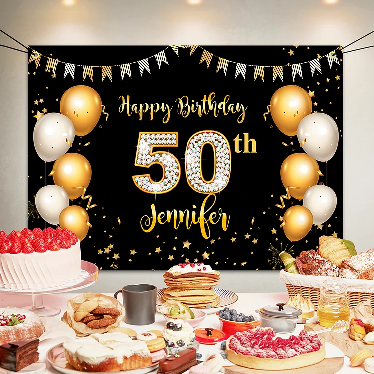 Personalized 50th Birthday Backdrop Vinyl Background - Custom Photo ...