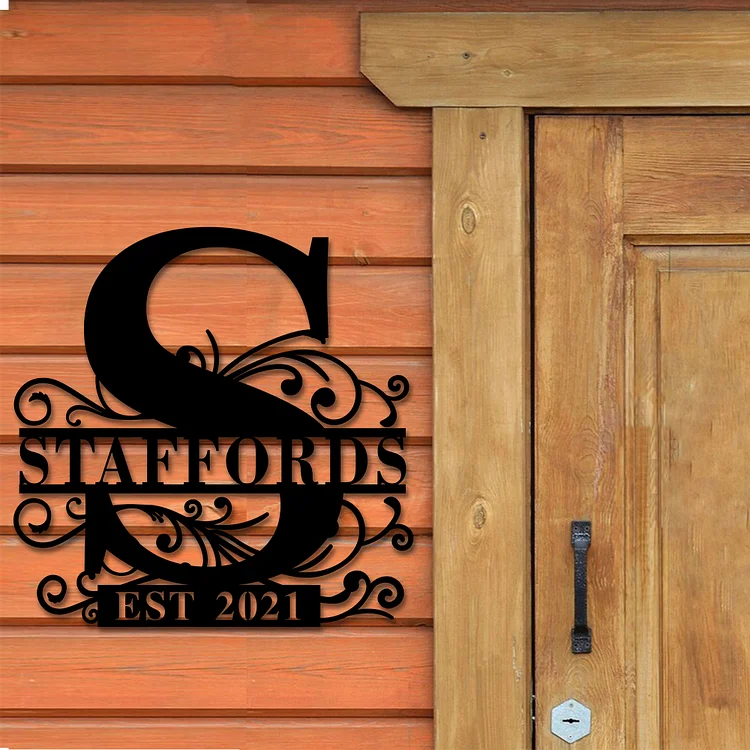 Personalized Last Name Metal Monogram Sign, High-Quality Steel Wall Art ...