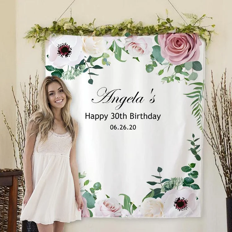 Personalized Birthday Backdrop with Custom Name and Date, Fabric Wall ...